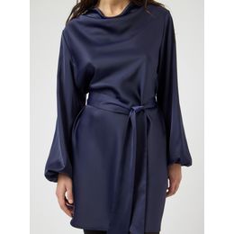 Blusenkleid Y.A.S "YASTHEA LS DRESS S. NOOS", Damen, Gr. 38, N-Gr, evening blau, Web, Obermaterial: 97% Polyester, 3% Elasthan, unifarben, regular fit kurz, elastischer Bund, Kleider Blusenkleid