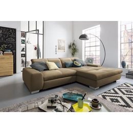 Ecksofa "SO 1200 inkl. Sitztiefen- & R&uuml;ckenverstellung f&uuml;r hohen Sitzkomfort", braun (hellbraun gdu 4), B:276cm H:89cm T:198cm, 100% Polyester, SET ONE BY Musterring, Sofas, Ecksofa, wahlweise mit Bettfunktion und Stauraum, L-Form, auch in Cord Bezug, Topseller