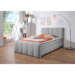 Boxbett Home Affaire "Hanelore inkl. Bettkasten und Topper", grau, B:152cm L:220cm, Komplettbetten, Boxbett mit Bettkasten und Fu&szlig;teil, inkl. Topper