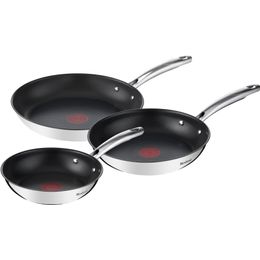 Pfannen-Set Tefal "Duetto+, langlebige Antihaftversiegelung, Thermo-Signal", schwarz (schwarz, edelstahl), B:32,5cm &Oslash;:28cm, Pfannen, Edelstahl-Griff, Induktionspfanne, f&uuml;r aller Herdarten geeignet,G732S3