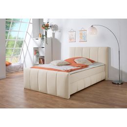 Boxbett Home Affaire "Hanelore inkl. Bettkasten und Topper", beige, B:152cm L:220cm, Komplettbetten, Boxbett mit Bettkasten und Fu&szlig;teil, inkl. Topper