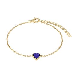 Armband Amor "Schmuck Geschenk, Herz", gelbgoldfarben, blau, blau, Armb&auml;nder, Damen, 20cm, Silber 925 (Sterlingsilber), Armband, mit Lapislazuli
