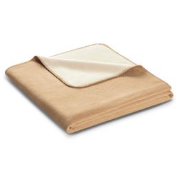 Wohndecke Biederlack "Melange", beige (creme, natur), B:150cm L:200cm, Baumwolle, Polyacryl, Polyester, Wohndecken, Wohndecke, mit geketteltem Zierstich