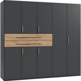 Dreht&uuml;renschrank wimex "Digit Kleiderschrank wahlweise mit oder ohne Spiegel", grafit, absetzung und griffe artisan eiche nachbildung, B:225cm H:208cm T:58cm, Holzwerkstoff, Schr&auml;nke, Dreht&uuml;renschrank, erh&auml;ltlich in den Breiten 225cm oder 270cm (mit 8 oder 10 T&uuml;ren)