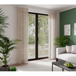 Gardine HOMING "Lian" Gr. 1, beige (natur), B:140cm H:245cm, Obermaterial: 76% Polyester, 24% Leinen, Gardinen, Gardine, Fertigschal