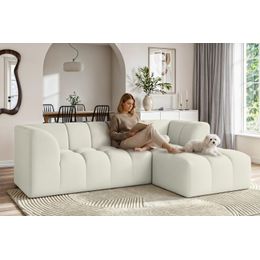 Ecksofa Home Affaire "TUURE L-Form, Verl&auml;ssliche Qualit&auml;t, moderne Steppung, Breite 255cm", beige (creme), B:255cm H:81cm T:177cm, 100% Polyester, Sofas, Ecksofa, Bubble Optik, moderne Steppung, hoher Sitzkomfort, Wellenunterfederung