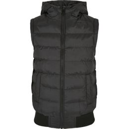 Jerseyweste Urban Classics "Urban Classics Herren Boys Small Bubble Hooded Vest", Jungen, Gr. 122/128, schwarz, schwarz, 100% Polyamid, Westen