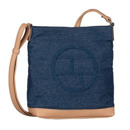 Umh&auml;ngetasche Tom Tailor "Gilda", Damen, Gr. B/H/T: 22,5cm x 24,5cm x 7cm, denim blau, Lederimitat, Textil, Taschen Umh&auml;ngetasche, Damen Schultertasche in sommerlichem Streifen-Look