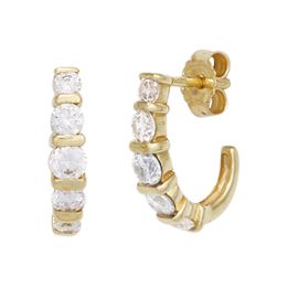 Paar Creolen Jobo "Ohrringe Halbcreolen", gelbgold 333, Ohrringe, Damen, Gelbgold 333, 333 Gold mit 10 Zirkonia