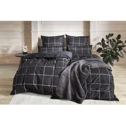 Bettw&auml;sche OTTO HOME "Nature", schwarz, B/L: 155cm x 220cm, 1 Stk., 1 Stk., Renforc&eacute;, B/L: 80cm x 80cm, 2 Stk., Renforc&eacute;, Obermaterial: 100% Baumwolle, Bettw&auml;sche, Bettw&auml;sche, Bettw&auml;sche in unregelm&auml;&szlig;igem Karo-Muster