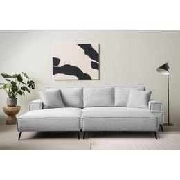 Sitzgruppe Home Affaire "TVINNU, Polsterecke L-Form, Schlaffunktion, mit Hocker", grau (hellgrau), B:275cm H:83cm T:173cm, Sitzm&ouml;bel-Sets, Set, stellbar zum Schlafsofa (Krokodilverbinder)