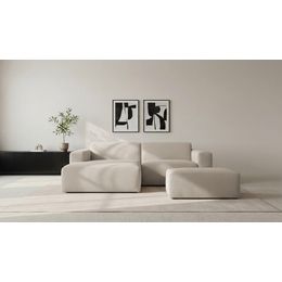 Ecksofa Inosign "Koa,228cm, L-Form, Modulsofa, Webstoff, Cord, Struktur, Chenille", beige (sand), B:228cm H:88cm T:159cm, 100% Polyester, Sofas, Ecksofa, Designsofa, Set, Hocker inklusive, weicher Lounge-Sitzkomfort