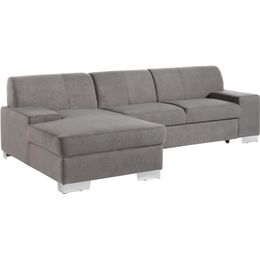 Ecksofa DOMO collection "Star, zeitlose Formensprache, elegante Optik, Breite 248cm, L-Form", grau, B:248cm H:74cm T:150cm, Softlux-Kunstleder;Primabelle-Microfaser;Struktur (90% Polyester und 10% Polyacryl), Sofas, Ecksofa, wahlweise mit Bettfunktion