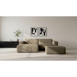 Ecksofa Inosign "Koa,228cm, L-Form, Modulsofa, Webstoff, Cord, Struktur, Chenille", braun, B:228cm H:88cm T:159cm, 100% Polyester, Sofas, Ecksofa, Designsofa, Set, Hocker inklusive, weicher Lounge-Sitzkomfort