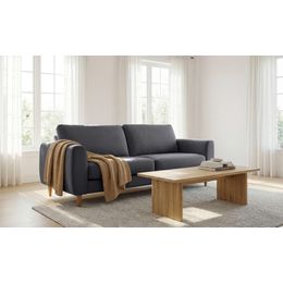 3-Sitzer OTTO HOME "Finnian", dunkelgrau, B:212cm H:88cm T:90cm, 100% polyester, Sofas, 212 cm, Chenille, elegante Massivholzf&uuml;&szlig;e
