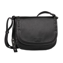 Satteltasche Tom Tailor "Elaria", Damen, Gr. B/H/T: 24cm x 18cm x 7cm, schwarz, Polyurethan, clean, gepflegt, gepr&auml;gtes Muster, unifarben, Taschen, Western-Chic mit Nieten und &Ouml;sen als Blickfang mit Deko-Anh&auml;nger