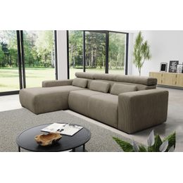 Ecksofa DOMO collection "Brandon gro&szlig;e Ausf&uuml;hrung B/T/H: 289/177/80 cm, auch in Leder und Cord", braun (schlamm), B:285cm H:80cm T:175cm, Luxus-Microfaser in Antikleder-Optik (100% Polyester);Luxus-Microfaser (100% Polyester);Kunstleder SOFTLUX, Sofas, Ecksofa, ohne Sitztiefenverstellung, Cord, schlamm