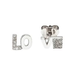 Paar Ohrstecker Jobo "Ohrringe LOVE Liebe", silber 925, Ohrringe, Damen, Silber 925 (Sterlingsilber), 925 Silber rhodiniert mit 18 Zirkonia
