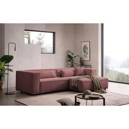 Ecksofa "PIARA mit Kedernaht, Cord, Leinenoptik o. Strukturstoff, Couch, L-Form", beige (puder), B:267cm H:66cm T:167cm, 100% Polyester, LeGer Home by Lena Gercke, Sofas, Ecksofa, wahlweise Ottomane rechts/links, schwarze F&uuml;&szlig;e, bequemer Sitzkomfort