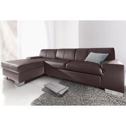 Ecksofa DOMO collection "Star, zeitlose Formensprache, elegante Optik, Breite 248cm, L-Form", braun (dunkelbraun), B:248cm H:74cm T:150cm, Softlux-Kunstleder;Primabelle-Microfaser;Struktur (90% Polyester und 10% Polyacryl), Sofas, Ecksofa, wahlweise mit Bettfunktion