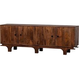 Kommode Woood, braun, B:200cm H:70cm T:45cm, Massivholz, Sideboards, Kommode, Sideboard aus Mangoholznmit markanter Maserung und Unikat-Charakter
