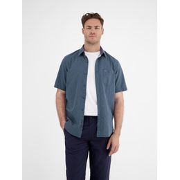 Kurzarmhemd Lerros "Halbarmhemd mit Leinenanteil, unifarben", Herren, Gr. S, Normalgr&ouml;&szlig;en, blau (classic navy), 80% Baumwolle, 20% Leinen, Hemden