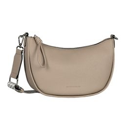 Handtasche Tom Tailor "Tatiana", Damen, Gr. B/H/T: 28cm x 19cm x 9,5cm, taupe, Polyurethan, clean, gepflegt, unifarben, Taschen Handtasche, fein gewebter dreifarbiger Gurtband mit harmonischem &bdquo;T&ldquo;&acute;Logodruck