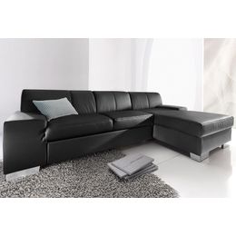 Ecksofa DOMO collection "Star, zeitlose Formensprache, elegante Optik, Breite 248cm, L-Form", schwarz, B:248cm H:74cm T:150cm, Softlux-Kunstleder;Primabelle-Microfaser;Struktur (90% Polyester und 10% Polyacryl), Sofas, Ecksofa, wahlweise mit Bettfunktion