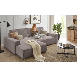 Home Affaire "NEU: SHERWOOD XXL 284, Big-Sofa L-Form, tiefe Sitzfl&auml;che 95 cm, Cord" Recamiere rechts/links, als Schlafsofa stellbar, Cord u. Leinenoptik