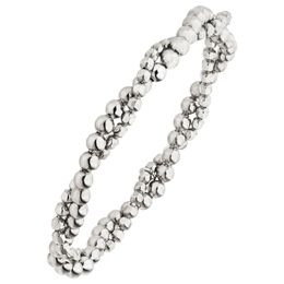 Armband Jobo "Kugelarmband 2-reihig verschlungen 16,5 cm", silber (silber 925), Armb&auml;nder, Damen, 16,5cm, Silber 925 (Sterlingsilber), Armband, 925 Silber rhodiniert