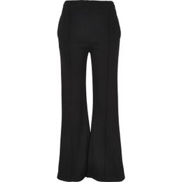 Jogginghose Urban Classics "Urban Classics Damen Ladies Flared Pin Tuck Terry Pants", Damen, Gr. 4XL, US-Gr&ouml;&szlig;en, schwarz, 65% Baumwolle, 35% Polyester, unifarben, relaxed fit, Hosen Jogginghose