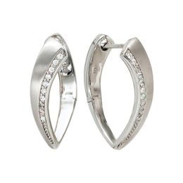Paar Creolen Jobo "Ohrringe", silber (silber 925), Ohrringe, Damen, Silber 925 (Sterlingsilber), 925 Silber rhodiniert mit 20 Zirkonia
