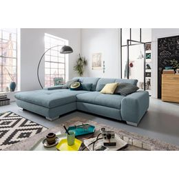 Ecksofa "SO 1200 inkl. Sitztiefen- & R&uuml;ckenverstellung f&uuml;r hohen Sitzkomfort", blau (hellblau gba 6), B:276cm H:89cm T:198cm, 100% Polyester, SET ONE BY Musterring, Sofas, Ecksofa, wahlweise mit Bettfunktion und Stauraum, L-Form, auch in Cord Bezug, Topseller