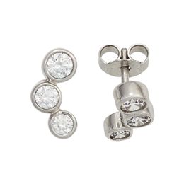 Paar Ohrstecker Jobo "Ohrringe Wei&szlig;goldohrringe", wei&szlig;gold 375, Ohrringe, Damen, Wei&szlig;gold 375, 375 Wei&szlig;gold mit 6 Zirkonia