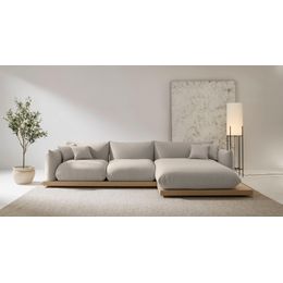 Ecksofa OTTO HOME "Kalix L-Form, 323 cm - OTTO. Verl&auml;ssliche Qualit&auml;t.", beige (taupe), B:323cm H:75cm T:165cm, Sofas, Ecksofa, Designsofa, auf Holzplateau, Strukturstoff, hoher Sitzkomfort, Topseller