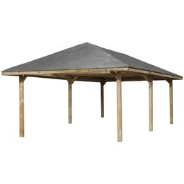 Pavillon Weka "Gartenoase 651 B Gr.3", braun, B/H/T: 778cm x 433cm, Pavillons, 19 mm Massivholzdach