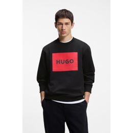 Sweatshirt Hugo "Duragol", Herren, Gr. XL, schwarz001, Sweatware, Obermaterial: 100% Baumwolle, unifarben, regular fit normal, Rundhals, Rippb&uuml;ndchen, Sweatshirts Sweatshirt, Rundhalsausschnitt, Regular Fit, gro&szlig;er Logo-Druck