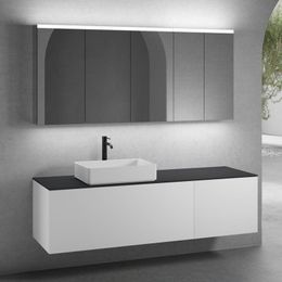 neoro n50 M&ouml;belanlage B: 180 cm mit 2 Ausz&uuml;gen, Waschtisch B: 58 cm wei&szlig; matt, mit Spiegelschrank,,