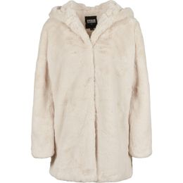 Parka Urban Classics "Urban Classics Damen Ladies Hooded Teddy Coat", Damen, Gr. M, sanftes wei&szlig;, 100% Polyester, unifarben, oversize, Rundhals, Jacken Parka