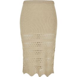 Sommerrock Urban Classics "Urban Classics Damen Ladies 3/4 Crochet Knit Skirt", Damen, Gr. S, softseagrass, 100% Polyacryl, unifarben, slim fit, R&ouml;cke