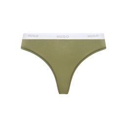 String HUGO UNDERWEAR "ID", Damen, Gr. L, dunkelgr&uuml;n 306, Jersey, Obermaterial: 93% Baumwolle, 7% Elasthan, k&ouml;rpernah, Unterhosen String, aus Stretch-Baumwolle mit Logos am Bund