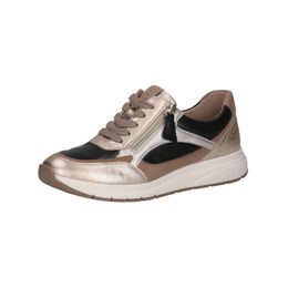 Sneaker Caprice "Caprice Sneaker Leder", Damen, Gr. 38, schwarz, gold, Leder, Schuhe Sneaker