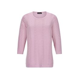 Rundhalspullover GOLDNER "Sommerpullover mit Wellenstruktur", Damen, Gr. 40, rosa (ros&eacute;), Obermaterial: 50% Baumwolle CO. 50% Polyacryl PAN., gerade, U-Boot-Ausschnitt, Pullover Rundhalspullover, moderner Wellenstrick