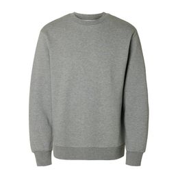 Sweatshirt Selected "SLHZREG-DAN SWEAT CREW NECK", Herren, Gr. XL, medium grau melange, angeraute Sweatware, Obermaterial: 65% Baumwolle, 35% Polyester, meliert, regular fit normal, Rundhals, Rippb&uuml;ndchen, Sweatshirts Sweatshirt