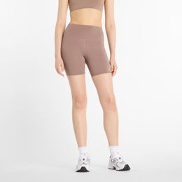 Laufshorts New Balance "NB HARMONY HIGH RISE SHORT 6", Damen, Gr. L, N-Gr, earth shadow, Obermaterial: 78% Polyester, 22% Elasthan, Hosen, f&uuml;r Fitness und sportliche Aktivit&auml;ten, sportlicher Stil