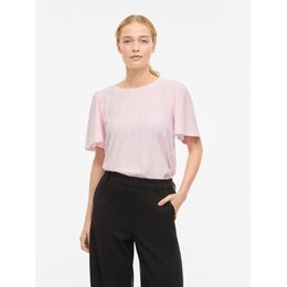 Rundhalsshirt Vila "VIBELLI O-NECK S/S TOP - NOOS", Damen, Gr. L, cherry blossom, Jersey, Obermaterial: 95% Polyester, 5% Elasthan, unifarben, regular fit normal, Rundhals, Shirts Rundhalsshirt