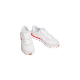 Sneaker Calvin Klein Jeans "RETRO RUNNER ESS MIX MAT", Herren, Gr. 42, wei&szlig;, beige, orange, Leder, Textil, kontrastfarbene Details, Schuhe Sneaker, Freizeitschuh, Halbschuh, Schn&uuml;rschuh mit Logo-Emblem