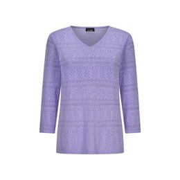 Rundhalspullover GOLDNER "Kurzgr&ouml;&szlig;e Sommerpullover mit V-Ausschnitt", Damen, Gr. 20, lila (flieder), Obermaterial: 80% Baumwolle CO. 20% Polyamid PA., gerade, V-Ausschnitt, Pullover Rundhalspullover, angenehmer Tragekomfort