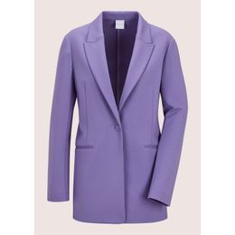Madeleine Mode Jackenblazer MADELEINE "Jerseyblazer Eleganter Longblazer mit Stretch-Komfort", Damen, Gr. 42, lila (kristalllila), Obermaterial: 68% Viskose CV. 27% Polyamid PA. 5% Elasthan EL., Blazer