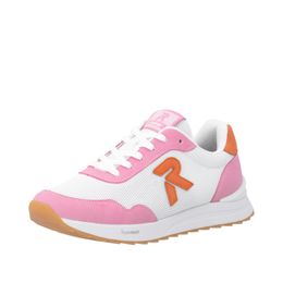 Sneaker RIEKER SPORT, Damen, Gr. 39, wei&szlig;, rosa, orange, Lederimitat, Textil, Schuhe Sneaker, Schn&uuml;rschuh, Halbschuh, Freizeitsneaker mit leichter Laufsohle